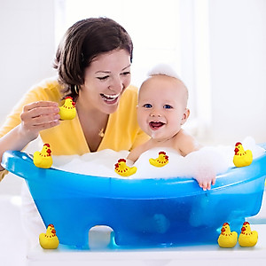 Libima 50 Pcs Rubber Chickens Bath Toy Bulk Mini Chicks Squeezable and Squeak Toys Yellow Floating Rubber Toy Swimming Pool Bathtub Toys for Boy Girl Shower Birthday Party Favors Gifts