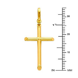 14k REAL Yellow Gold Religious Classic Cross Charm Pendant (30 x 17.5 mm)