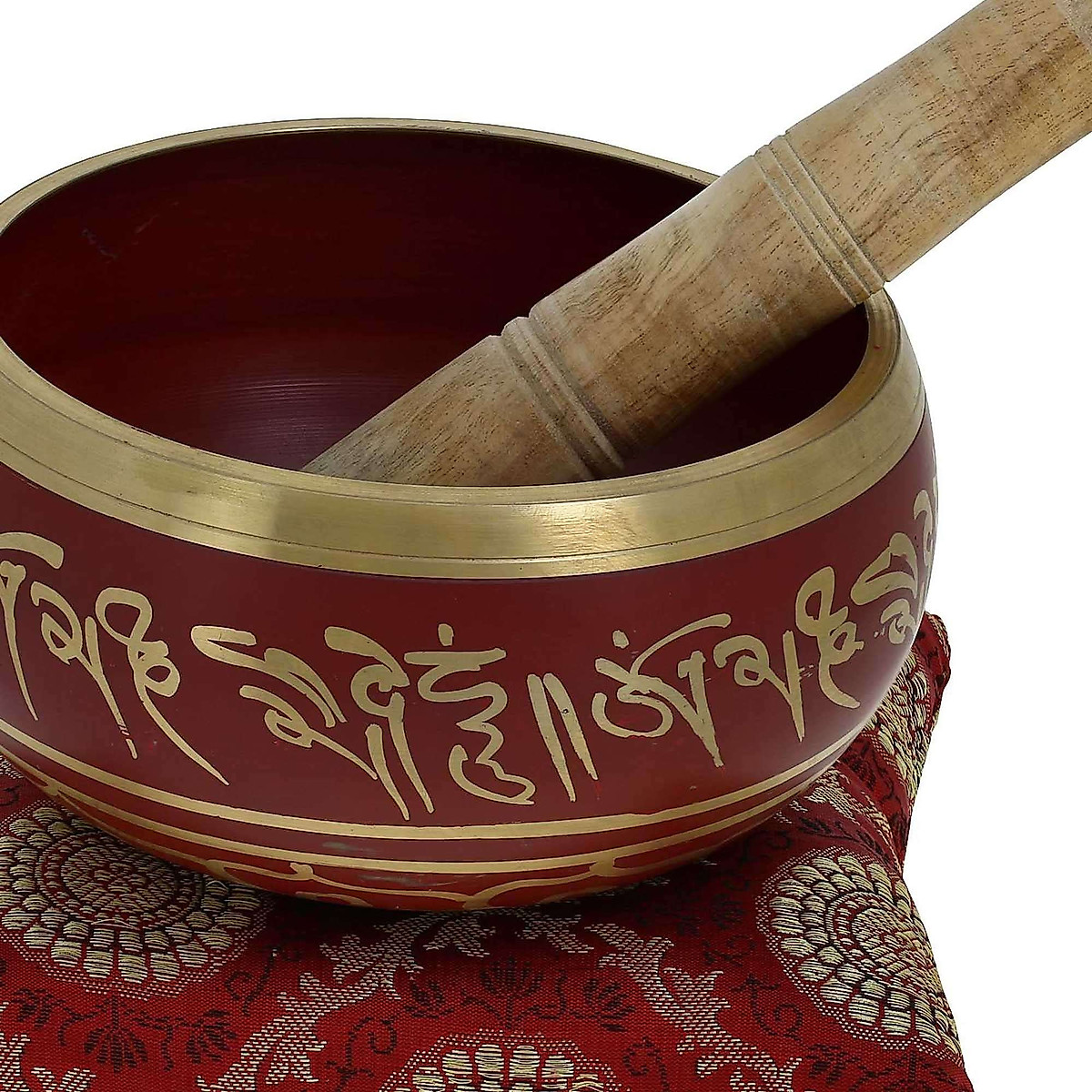 5 Inches Hand Painted Metal Tibetan Buddhist Singing Bowl Musical Instrument for Meditation with Stick and Cushion