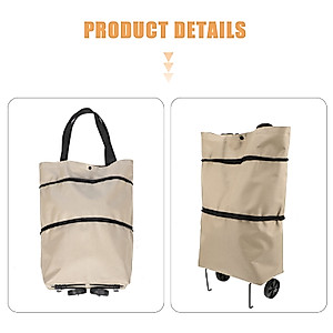OUNONA Grocery Cart Bag with Wheels Reusable Portable Collapsible Trolley Bags Hand Pulling Utility Collapsible Grocery Bag with Hand Folding Shopping Cart