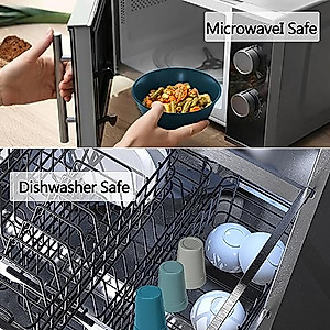 18-Piece Plates and Bowls Cups Set Wheat Straw Microwave Safe Plastic Dinnerware Set for Pasta,Cereal, Salad,Side Dishes,Kitchen, Camping, RV