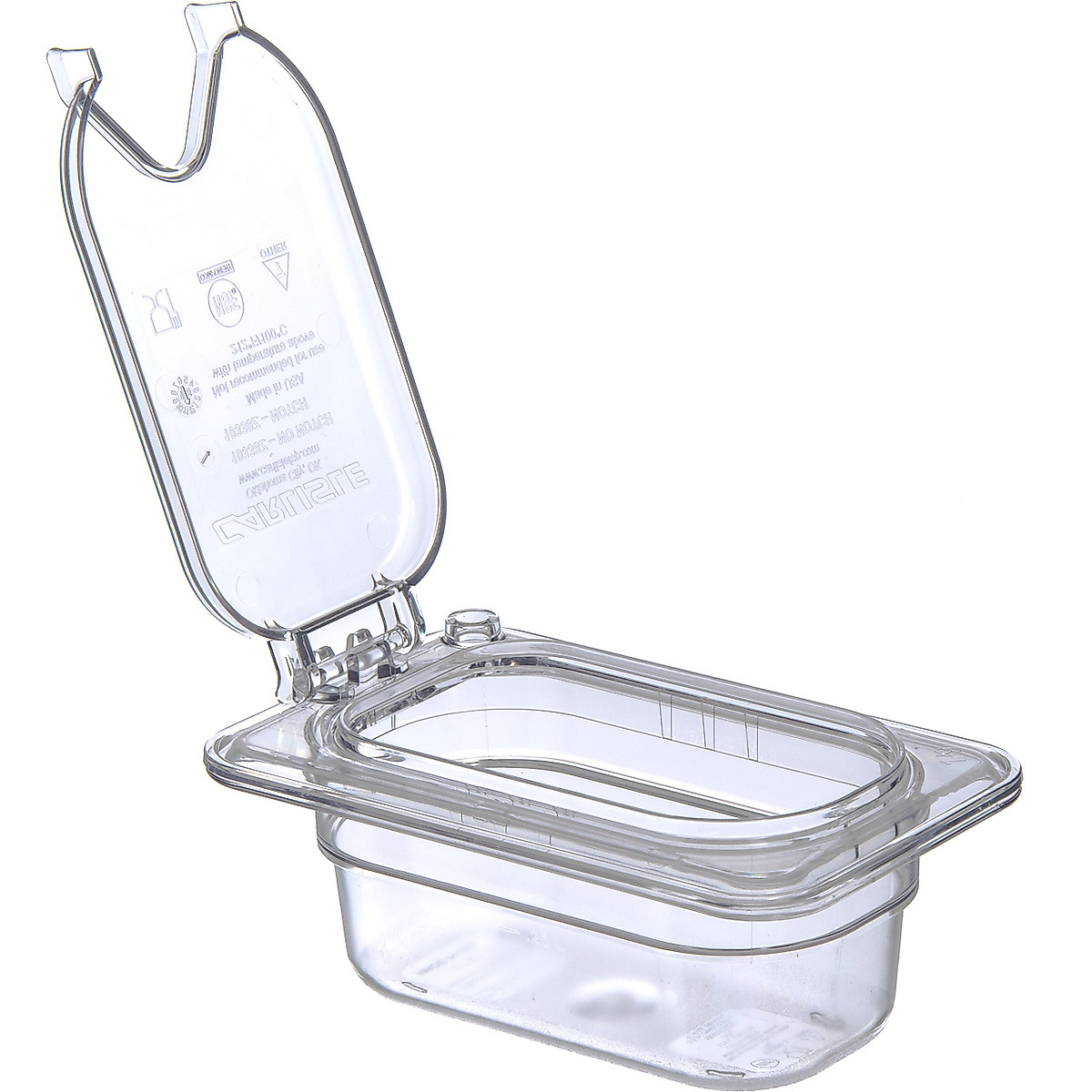 Carlisle FoodService Products Storplus Ez Access 1/9 Size Hinged Universal Food Pan Lid with Notch for Catering, Buffets, Restaurants, Polycarbonate, Clear, (Pack of 6)