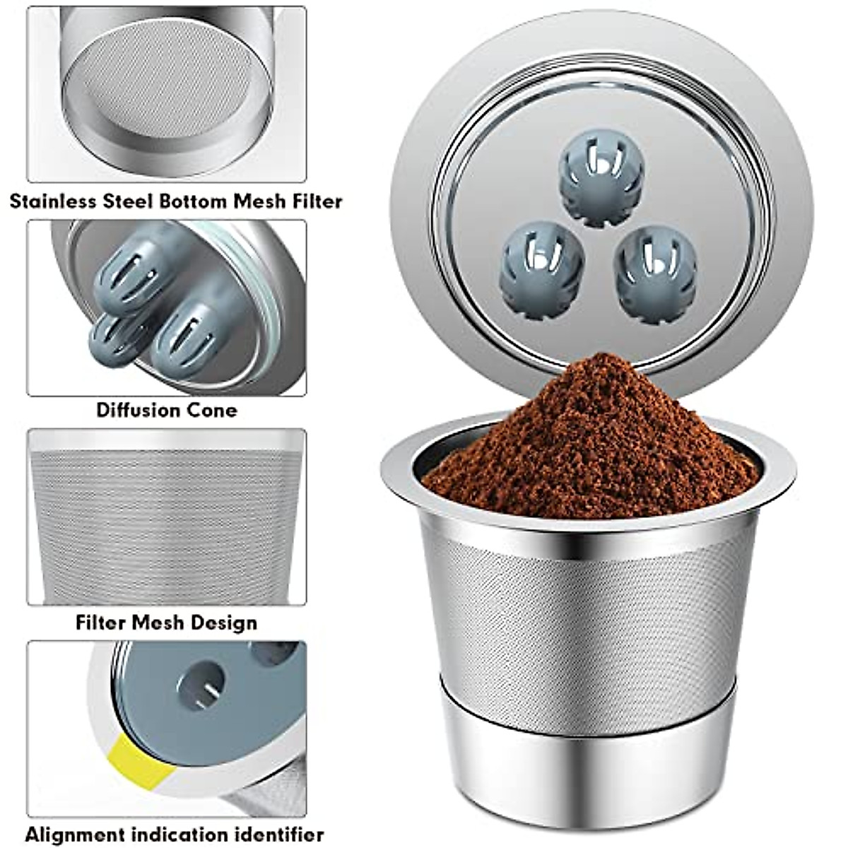 Stainless Steel Reusable K Cups Compatible with Ninja Dual Brew Coffee Maker, K Cup Reusable Coffee Pods,Permanent Reusable Coffee Filters for Ninja CFP201 CFP 300 CFP301 CFP305 CFP307 CFP400 (1Pack)
