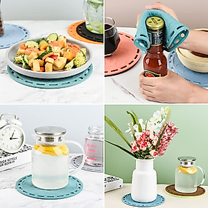 Smithcraft Silicone Trivets Mats Big Round Silicone Pot Holder Hot Pads and Trivets for Hot Dishes and Hot Pots, Hot Mats for Countertops, Tables, Spoon Rest Small Place Mats Set of 3 (Beige)