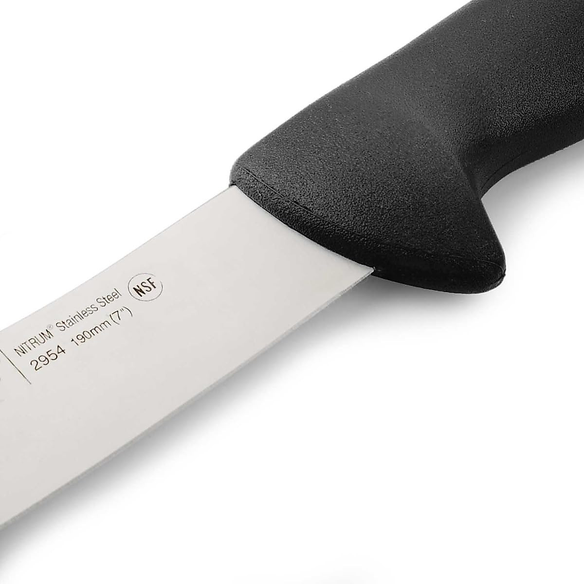 ARCOS Skinning Knife 7 Inch Nitrum Stainless Steel and 190 mm blade. Ergonomic Polypropylene Handle. Series 2900. Features different handle colors to make it easier for each food group. Color Black.