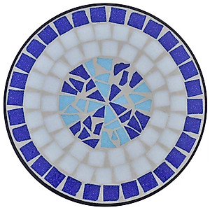 FAMIROSA Mosaic Side Table Plant Table Blue White