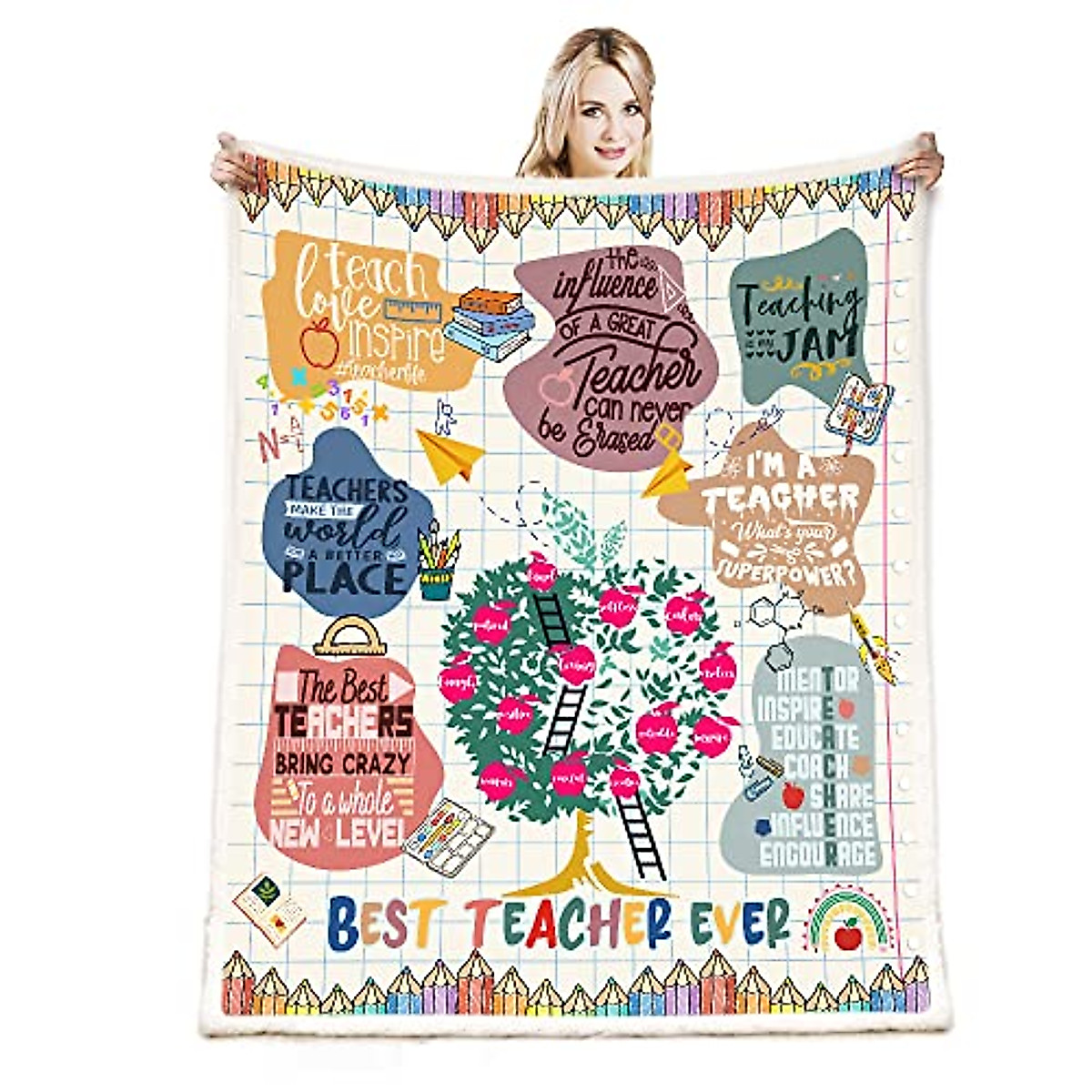 Onecmore Teacher Gifts for Women Throw Blanket Teacher Appreciation Gifts Teachers Day Graduation Retirement Gifts Best Teacher Christmas Back to School Gifts New Teacher Gifts for Couch Bed 50"x60"