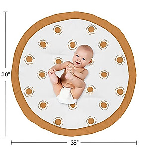 Sweet Jojo Designs Orange and White Boho Sun Boy Girl Baby Playmat Tummy Time Infant Play Mat Pumpkin Rust Orange Retro Bohemian Celestial Sky Desert Sunshine Outdoors Nature Minimalist Gender Neutral