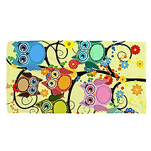 Face Towel Hand Cloth Terry Towels Washcloth Bright Cute Cartoon Owls Bath Decor Gift for Hotel-Spa-Kitchen Multi-Purpose,Soft,Quick-Dry 30 X 15 inch