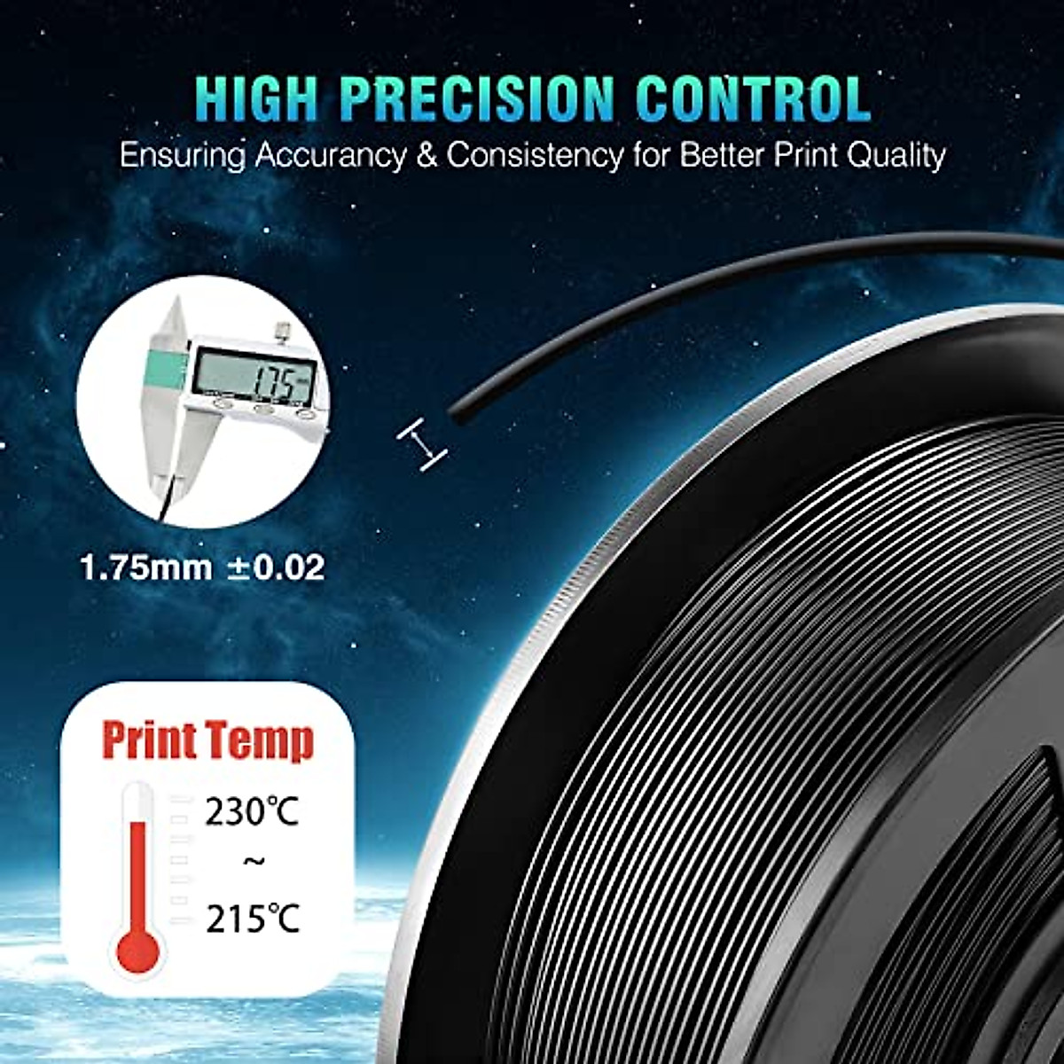 SUNLU PETG-G 3D Printer Filament 1.75mm 1 kg Spool, Better Flow of SUNLU no plugging Premium PETG-G Filament 1.75 +/- 0.02 mm for 3D Printing，Black