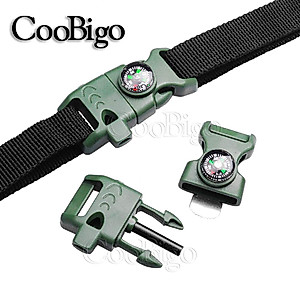 5 Pack Paracord Buckles Clips 5/8" Whistle Compass Buckle for Outdoor Camping Hiking Paracord Bracelet DIY Craft Project (Black)