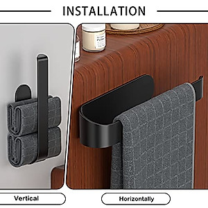 Towel Racks for Bathroom, Oukimly Self Adhesive Towel Bar SUS304 Stainless Steel Hand Towel Holder Wall Mounted Towel Storage Rack for Bath Kitchen (9.2Inch, Matte Black)
