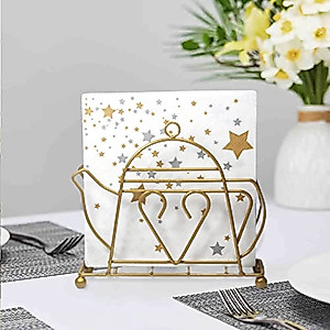 Gold Napkin Holder For Kitchen Dining Table, Standing Upright Metal Paper Napkin Holders, Creative Teapot Design Tissue Dispenser Home Farmhouse Tabletop Decoration