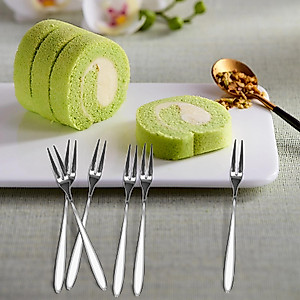 6pcs Premium Escargot Forks Gift Set for Dessert Cake Fruit Salad Appetizer Crab, Stainless Steel Metal Small Tasting Pastry Forks Mirror Polished, Silver Lovely Table Dinner Forks Dishwasher Safe