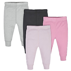 Gerber Baby Girls Multi-Pack Active Pants Set, pink/black/gray, 12 Months