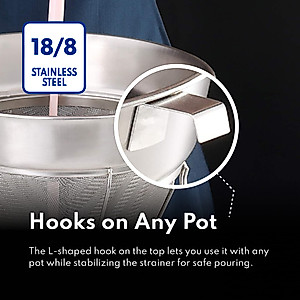 New Star Foodservice 537423 Stainless Steel Reinforced Bouillon Strainer, 8-Inch