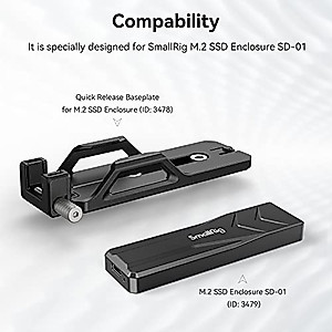 SMALLRIG Quick Release Baseplate for M.2 SSD Enclosure with Quick Drop-in Locking Design and Two 1/4"-20 Screws - 3478