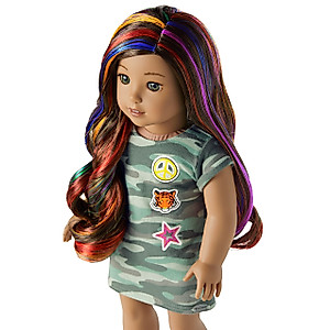 American Girl Truly Me 18-inch Doll #120 with Hazel Eyes, Dark-Brown Hair w/Highlights, Tan Skin, T-shirt Dress, For Ages 6+