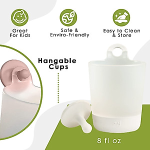 Puj – Phillup Cups, Hangable, Rinse-and-Play Reusable Plastic Cups, Fun Cups for Kids, Set of 2 Kids Cups with 2 Grippy Hooks (Lilac - 2Pack)