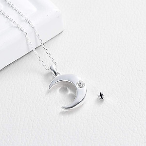 Imrsanl Cremation Jewelry for Ashes Moon Urn Necklace Stainless Steel Memorial Lockets Keepsakes Jewelry for Ashes Pendant - Fill kit (Sterling Silver)