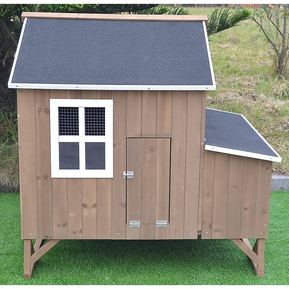 Omitree Deluxe Large Wood Chicken Coop Backyard Hen House 4-8 Chickens with 3 Nesting Box