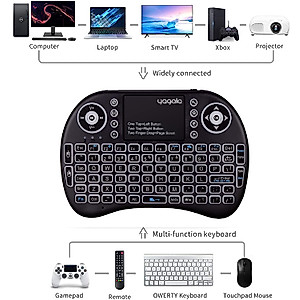 SGH (Updated) 2.4GHz Mini Wireless Keyboard with Touchpad Backlit,QWERTY Handheld Keyboard Combo and Mouse for Android TV Box /Smart TV/PC/Fire/Windows Black