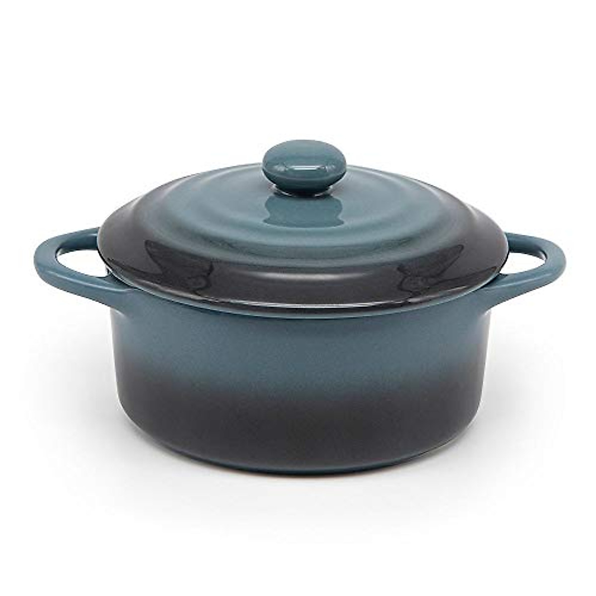 Kook Ceramic Mini Cocotte Set, Small Casserole Dishes with Lids and Handles, Individual Baking Ramekins, Oven, Microwave & Dishwasher Safe, Stoneware, 12 oz, Set of 4 (Stone Ombre)