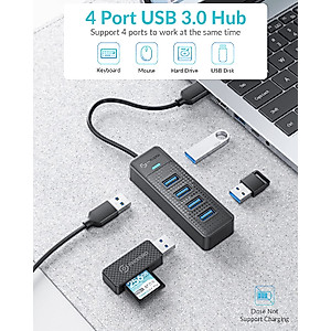 USB Hub, PHIXERO 4-Port 3.0 Hub Multi Port Expander, Fast Data Transfer Splitter for Laptop, Compatible with All Device