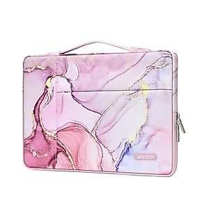 MOSISO Laptop Sleeve Compatible with MacBook Air/Pro, 13-13.3 inch Notebook, Compatible with MacBook Pro 14 inch 2023-2021 A2779 M2 A2442 M1, Polyester Multifunctional Briefcase Bag Marble MO-MBH216
