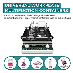 LABHOUSE Lab Digital Orbital Shaker Mixer | 9.85"x9.85" Plate Size Adjustable Speed 40-200RPM Capacity 2KGS | Timed and Continuous Modes Rotator Shaker for Laboratory