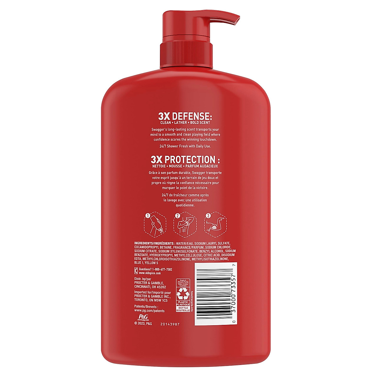 Old Spice Body Wash for Men, 24/7 Shower Fresh with Lasting Scent, Red Collection, Swagger with Cedarwood Scent, 33.4 fl oz (Pack of 4)