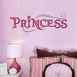 MEFOSS 4 PCS Pink Princess Wall Stickers Princess Sign for Door Girls Room Décor 16"×6" Removable Peel and Stick Vinyl Stickers for Girls Bedroom Baby Crib Nursery Room Home Decorations