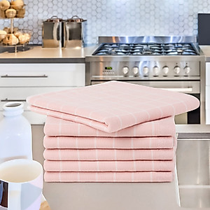 PiccoCasa 100% Cotton Terry Kitchen Dish Cloths, Highly Absorbent, Fast Drying and Machine Washable Dish Towel - Great for Household Cooking Cleaning, 6 Pack, 13 x 13 Inches Pink