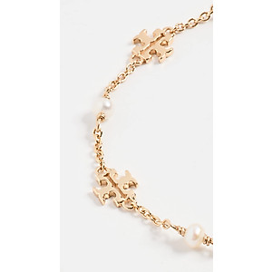 Tory Burch Women's Kira Pearl Delicate Chain Bracelet, Tory Gold/Pearl, One Size