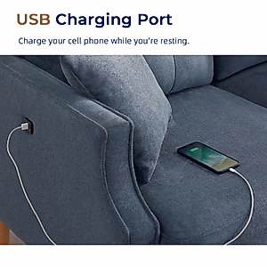 SoarFlash 70” Loveseat Sofa Couch for Living Room, Small Apartment Sofa for Small Spaces, Multifunctional Rechargeable Sofa, Multi-Person Fashion Sofa, Blue