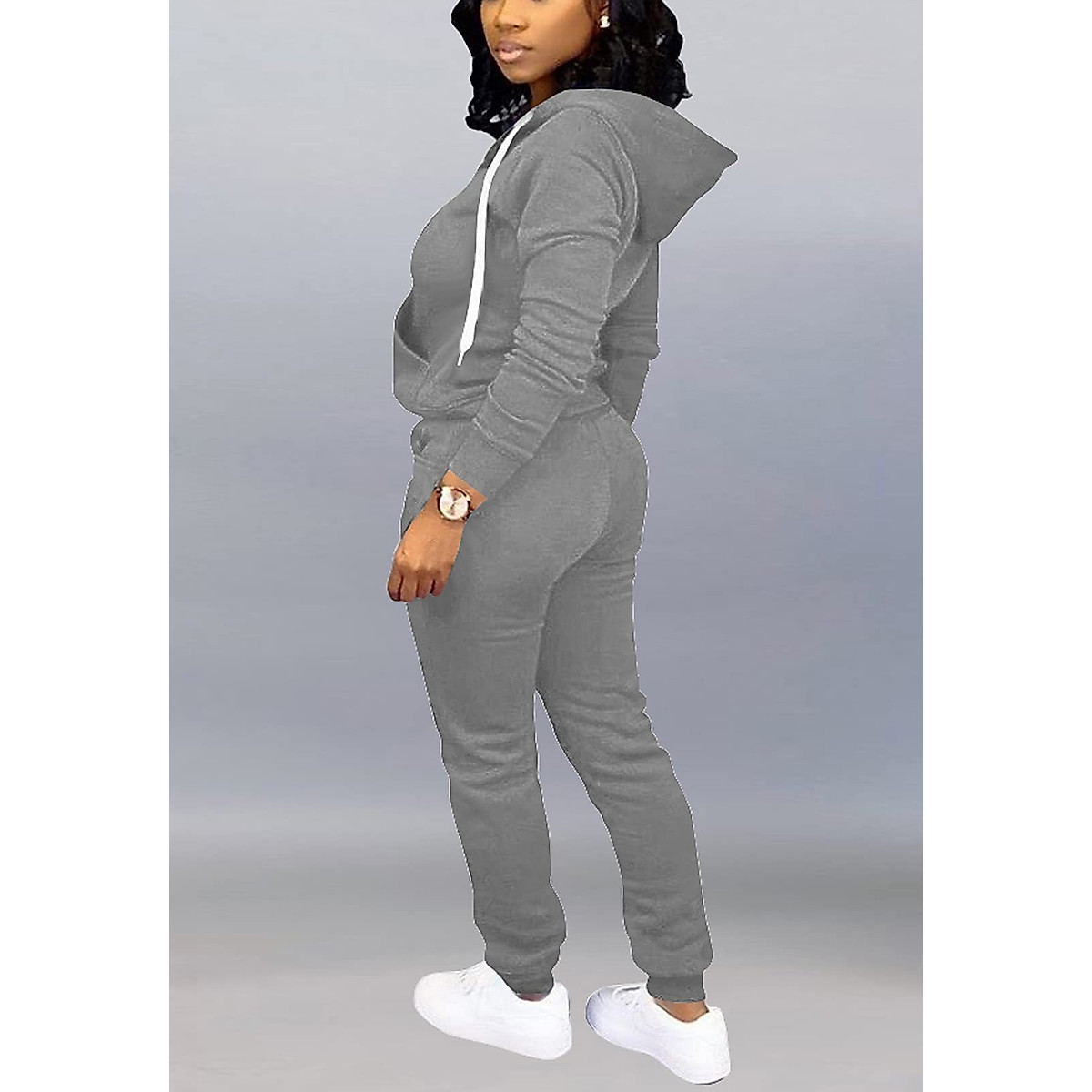 Mrskoala Two Piece Outfits for Women Tracksuit Sweat Suits Workout Jogging Sets Loungewear with Pocket Gray XL