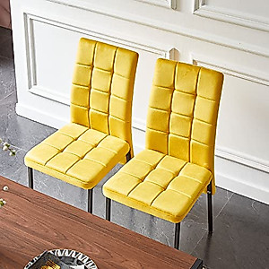 Homedot 5-Pieces Kitchen Table Set for 4,Soft Velvet Dining Chair Armless Modern Upholstered Side Chair with Black Metal Legs for Kitchen,Dining