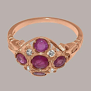 LetsBuyGold 10k Rose Gold Ruby & Cubic Zirconia ring Womens Statement Ring - Size 11.75