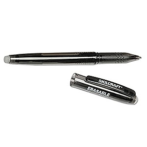 SKILCRAFT Erasable Re-Write Gel Stick Pen - Fine Point - Black Ink
