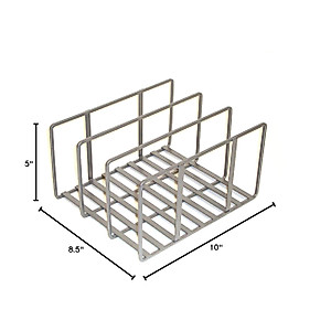 Seville Classics Vertical Pan Lid Rack Kitchen Counter and Cabinet Organizer, 10" W x 8.5" D x 5" H, Platinum