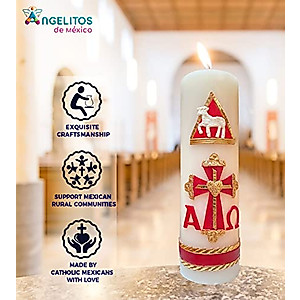 Angelitos de Mexico Alpha Omega Sheep Catholic Paschal Candle Handmade Artisanal Cirio