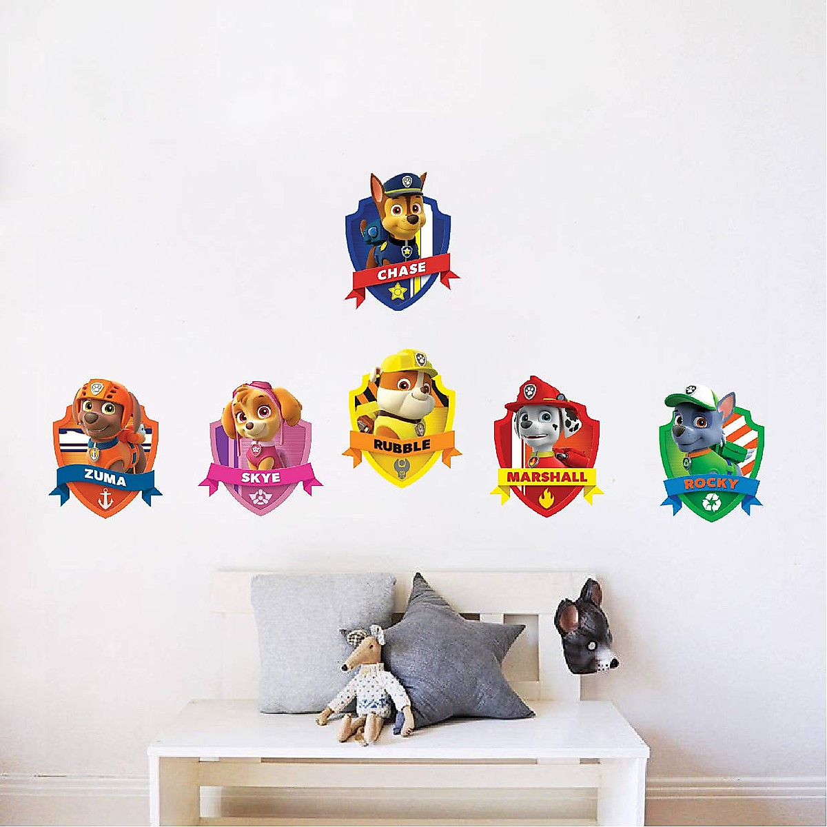 Paw Wall Decals Kids Cartoon - Paw Team Kids for Bedroom Apartment Wall Decor Toys Kids Nursery Removable Decoration TV Show Wall Mural, s20