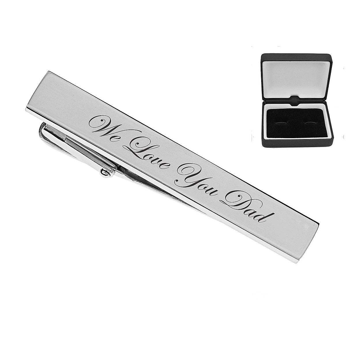 Personalized Hand Polished Silver Stainless Steel Tie Clip Custom Engraved Free - Ships from USA