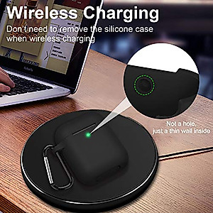 AirPods Case, Full Protective Silicone AirPods Accessories Cover Compatible with Apple AirPods 1&2 Wireless and Wired Charging Case(Front LED Visible),Black