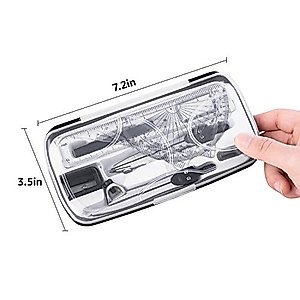 Amazon Basics 10-Piece Math Kit - Includes Compasses, Graphite, Eraser, Sharpener, Protractor, Triangles, Ruler, and Carrying Box