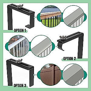 Vinazone Window Box Bracket, Adjustable Planter Box Bracket, Flower Box Bracket for Railing, No Drill Flower Box Holder, Railing Planter Bracket, Planter Box Bracket for Deck Railing - 4Pack - Black