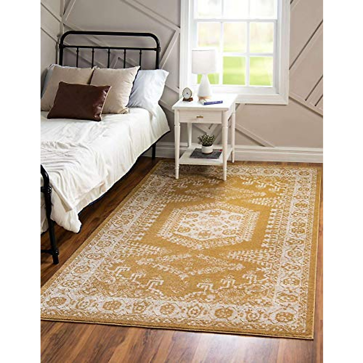 Unique Loom Utopia Collection Area Rug - Larissa (9'x 12' 2" Rectangle, Gold/ Ivory)