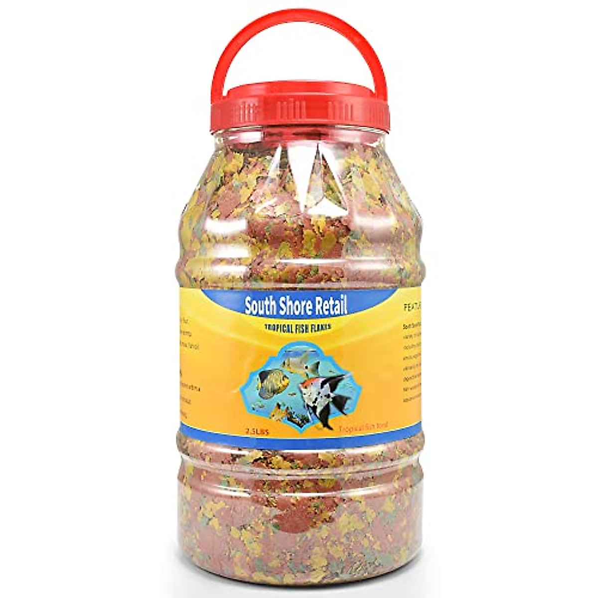 SOUTH SHORE RETAIL, LLC Premium Tropical Fish Food Flakes - 2.5lb Bulk Fish Food| Nutritionally Balanced Fish Food| Tropical Flakes with Color| Nutritious Diet with Shrimp, Plankton, and Spirulina