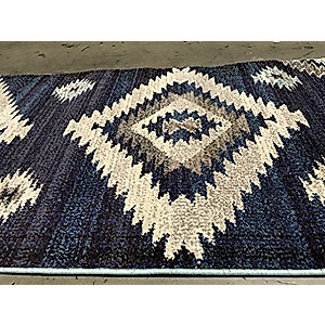 Expressions South West Native American Indian Runner Area Rug Turquoise Beige Grey Blue Purple Storm Blue Design 1033 (2 Feet 2 Inch X 7 Feet)