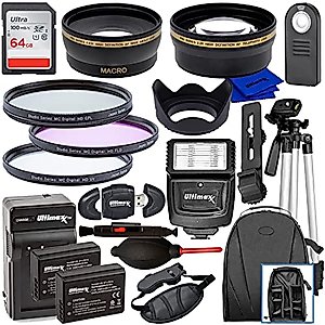 Ultimaxx 58MM Accessory Kit for Canon EOS Rebel T7, T6, T5, T3, T100, 4000D, 3000D, 2000D, 1500D, 1300D, 1200D 1100D, and More; Includes: 2X LP-E10 Batteries, Filter Kits, Backpack & More